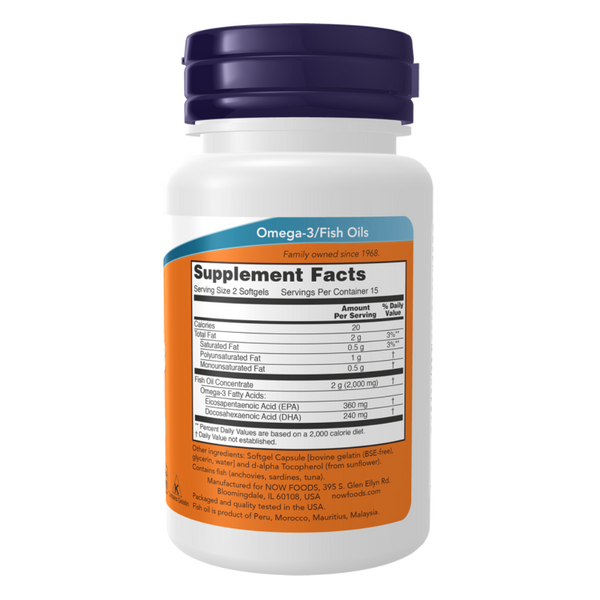 Now Foods Omega-3 Fish Oil, Molecularly Distilled 100 Softgels ...