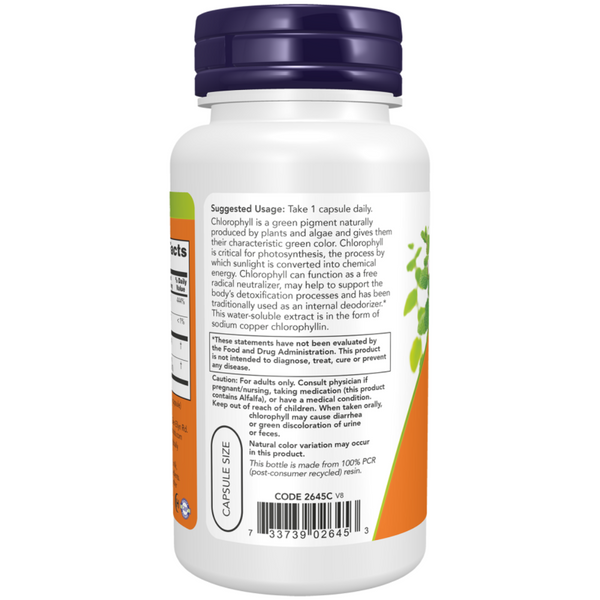 Now Foods Chlorophyll 100 mg 90 Capsules - Free Radical Scavenger with ...