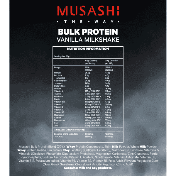Musashi Bulk Protein 900g - Supplements.co.nz