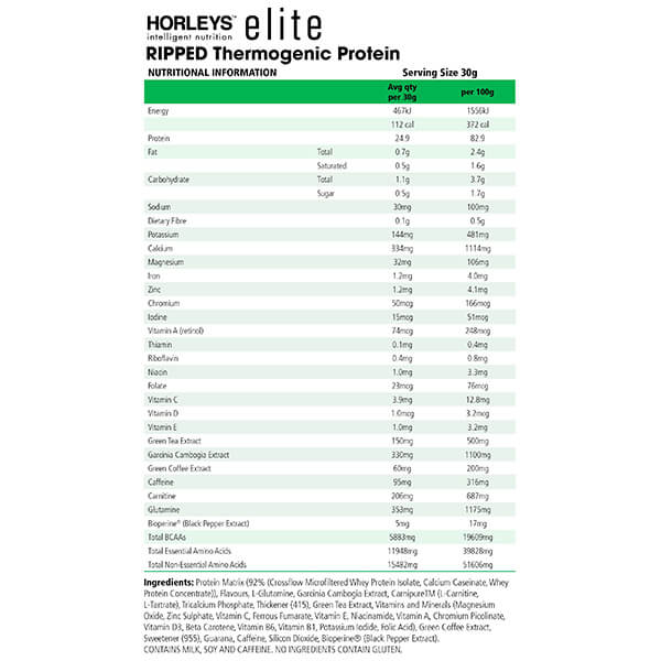 Horleys Elite Ripped 1kg - Supplements.co.nz