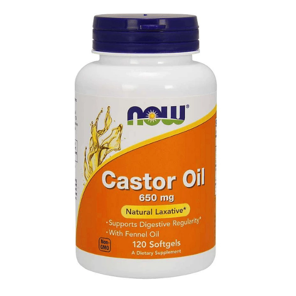 Now Foods Castor Oil 650mg 120 Softgels - Supplements.co.nz